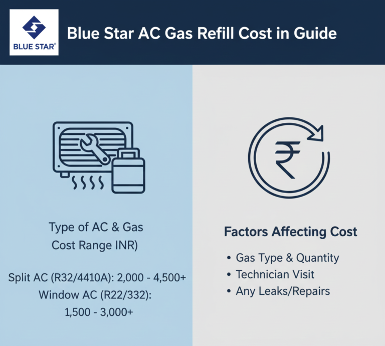 Blue Star AC Gas Refill Cost in India (2026 Price Guide)