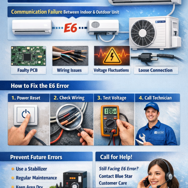 Blue Star AC Error Codes List with Fixes (E1, E6, P1 & More)